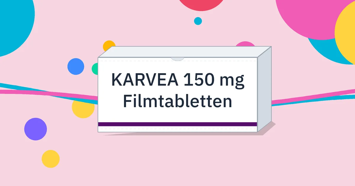 Symbolbild: Packung mit der Aufschrift KARVEA 150 mg Filmtabletten (PZN 20155006) – Verfügbarkeit und Bezug in Apotheken in Frankfurt am Main