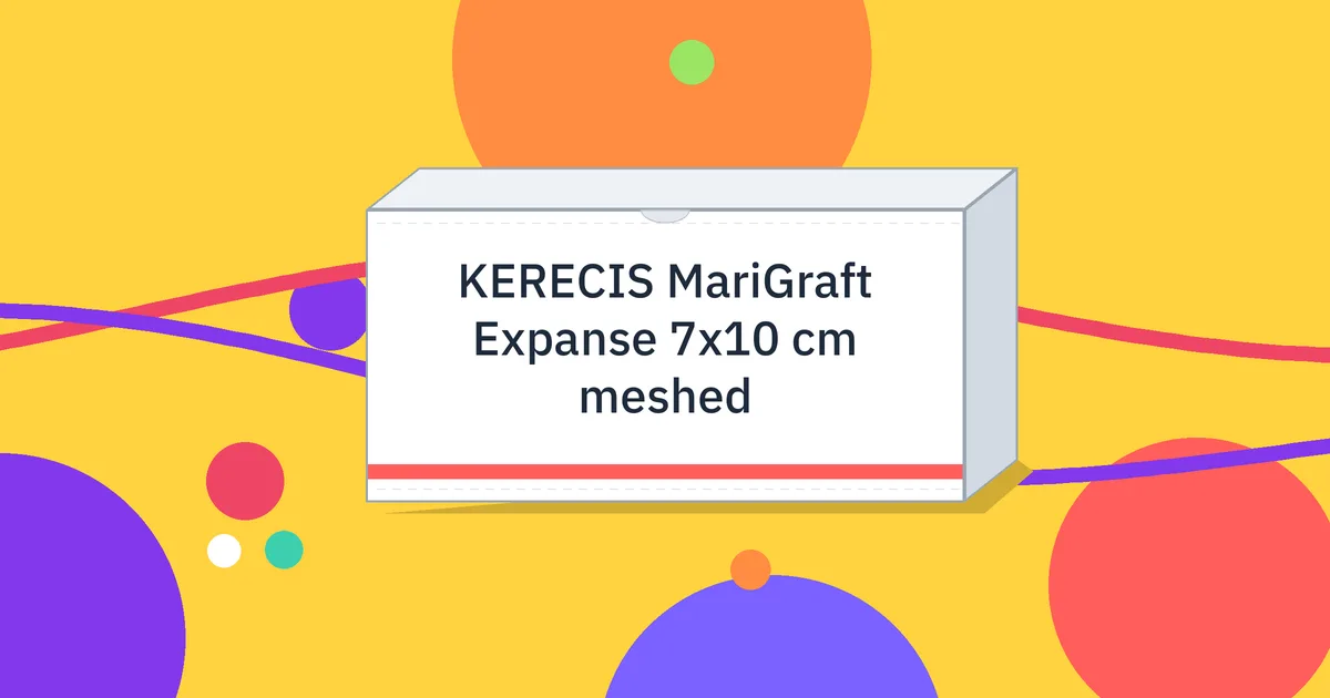 Symbolbild: Packung mit der Aufschrift KERECIS MariGraft Expanse 7x10 cm meshed (PZN 20595024) – Verfügbarkeit und Bezug in Apotheken in Frankfurt am Main