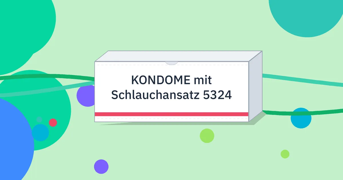 Symbolbild: Packung mit der Aufschrift KONDOME mit Schlauchansatz 5324 (PZN 00586394) – Verfügbarkeit und Bezug in Apotheken in Frankfurt am Main