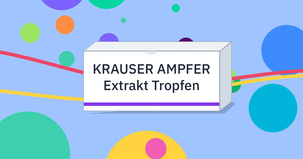 Symbolbild: Packung mit der Aufschrift KRAUSER AMPFER Extrakt Tropfen (PZN 20211437) – Verfügbarkeit und Bezug in Apotheken in Frankfurt am Main