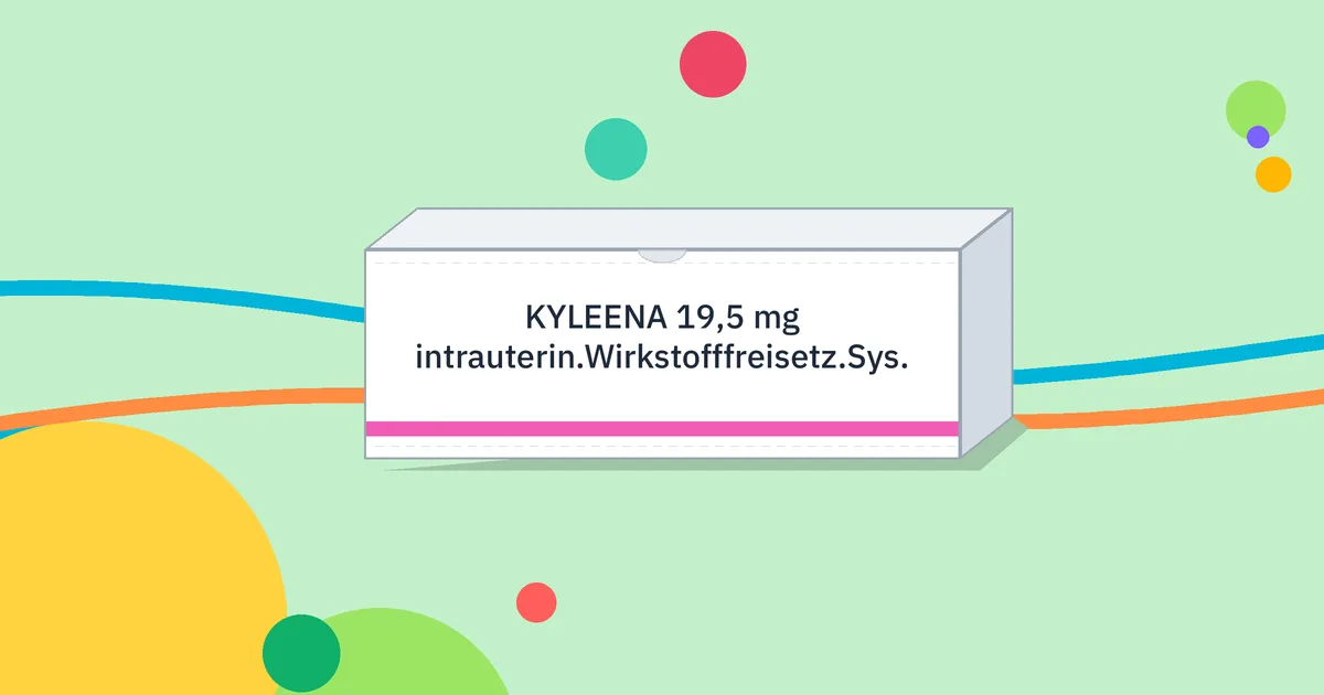 Symbolbild: Packung mit der Aufschrift KYLEENA 19,5 mg intrauterin.Wirkstofffreisetz.Sys. (PZN 17309552) – Verfügbarkeit und Bezug in Apotheken in Frankfurt am Main