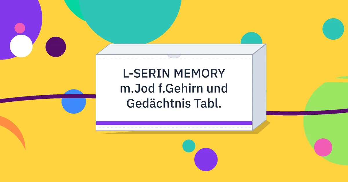 Symbolbild: Packung mit der Aufschrift L-SERIN MEMORY m.Jod f.Gehirn und Gedächtnis Tabl. (PZN 19643203) – Verfügbarkeit und Bezug in Apotheken in Frankfurt am Main