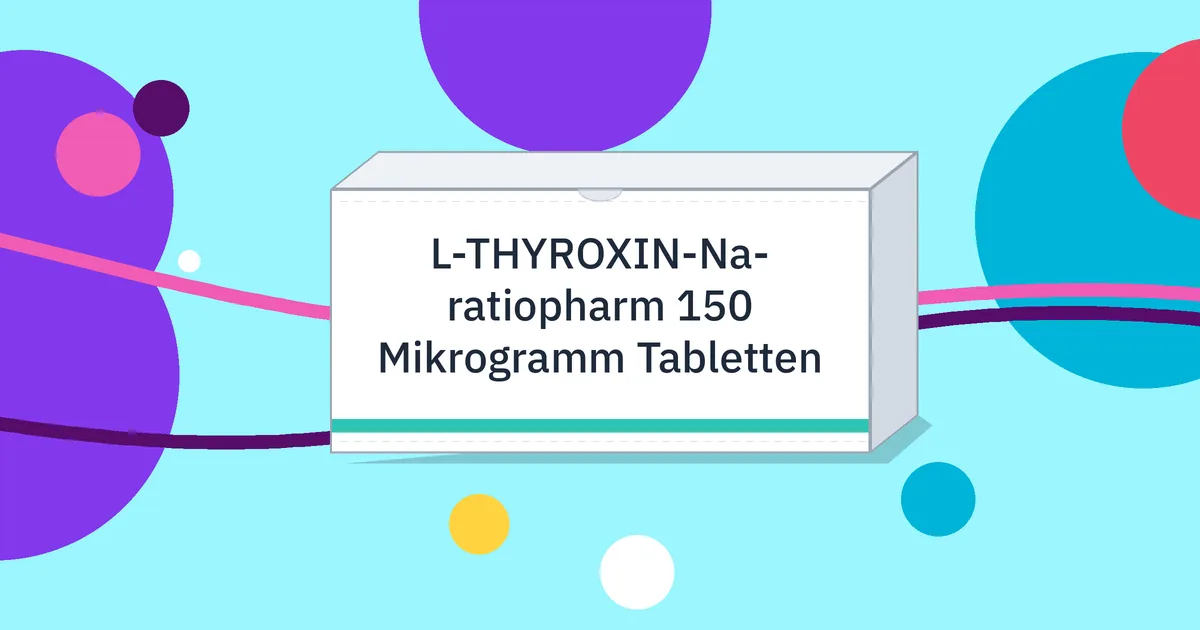 Symbolbild: Packung mit der Aufschrift L-THYROXIN-Na-ratiopharm 150 Mikrogramm Tabletten (PZN 10089768) – Verfügbarkeit und Bezug in Apotheken in Frankfurt am Main