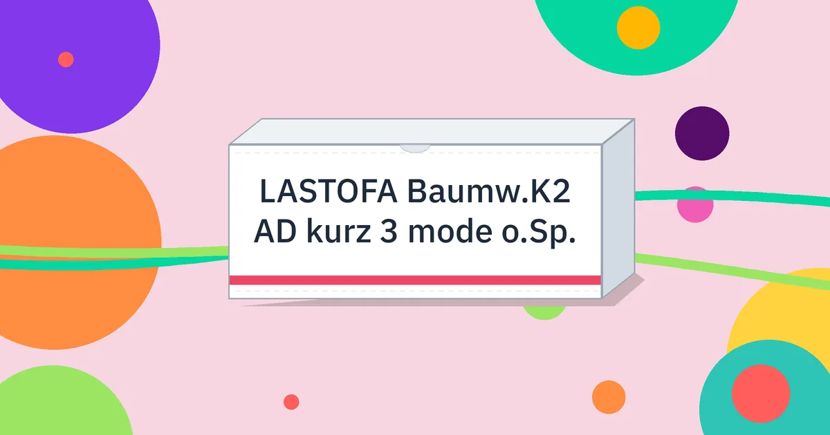 Symbolbild: Packung mit der Aufschrift LASTOFA Baumw.K2 AD kurz 3 mode o.Sp. (PZN 01945777) – Verfügbarkeit und Bezug in Apotheken in Frankfurt am Main
