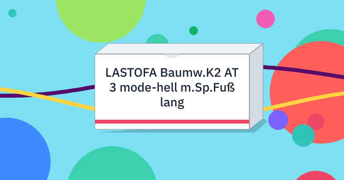 Symbolbild: Packung mit der Aufschrift LASTOFA Baumw.K2 AT 3 mode-hell m.Sp.Fuß lang (PZN 01950198) – Verfügbarkeit und Bezug in Apotheken in Frankfurt am Main