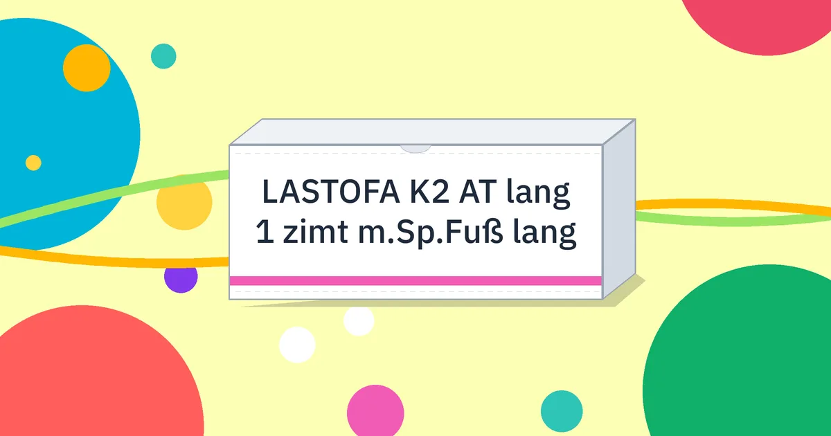 Symbolbild: Packung mit der Aufschrift LASTOFA K2 AT lang 1 zimt m.Sp.Fuß lang (PZN 13808229) – Verfügbarkeit und Bezug in Apotheken in Frankfurt am Main