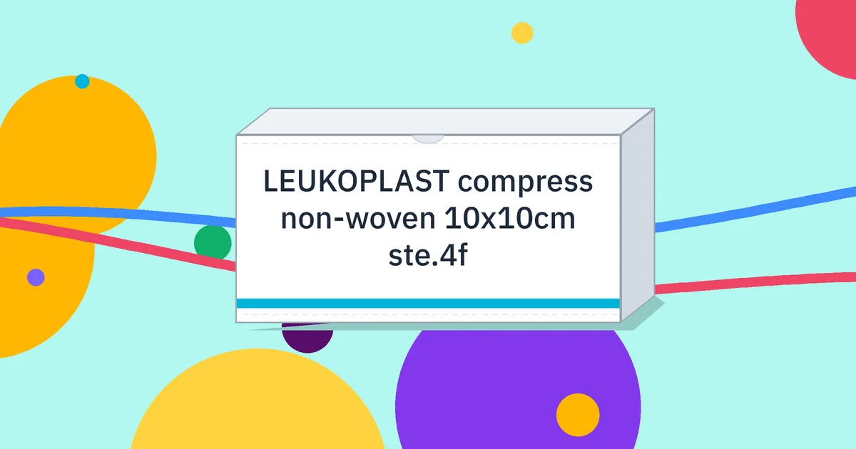 Symbolbild: Packung mit der Aufschrift LEUKOPLAST compress non-woven 10x10cm ste.4f (PZN 19064511) – Verfügbarkeit und Bezug in Apotheken in Frankfurt am Main