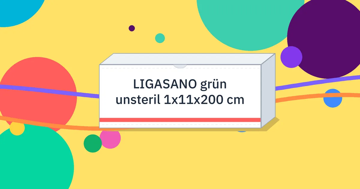 Symbolbild: Packung mit der Aufschrift LIGASANO grün unsteril 1x11x200 cm (PZN 20101996) – Verfügbarkeit und Bezug in Apotheken in Frankfurt am Main