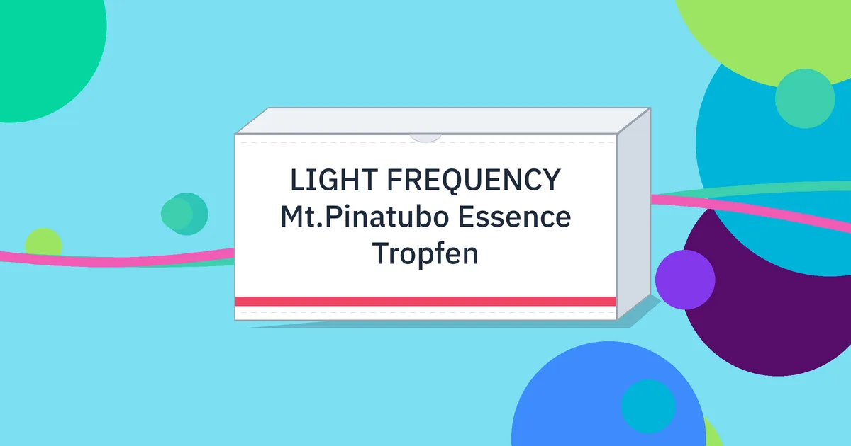 Symbolbild: Packung mit der Aufschrift LIGHT FREQUENCY Mt.Pinatubo Essence Tropfen (PZN 18906310) – Verfügbarkeit und Bezug in Apotheken in Frankfurt am Main