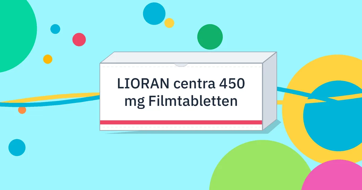 Symbolbild: Packung mit der Aufschrift LIORAN centra 450 mg Filmtabletten (PZN 19395797) – Verfügbarkeit und Bezug in Apotheken in Frankfurt am Main