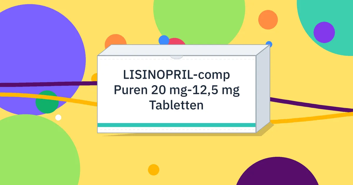 Symbolbild: Packung mit der Aufschrift LISINOPRIL-comp Puren 20 mg-12,5 mg Tabletten (PZN 11356102) – Verfügbarkeit und Bezug in Apotheken in Frankfurt am Main