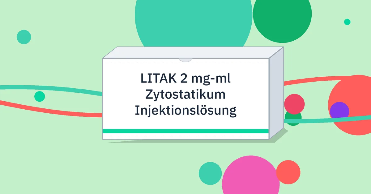 Symbolbild: Packung mit der Aufschrift LITAK 2 mg-ml Zytostatikum Injektionslösung (PZN 20285223) – Verfügbarkeit und Bezug in Apotheken in Frankfurt am Main