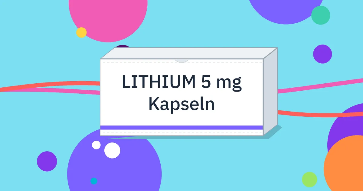 Symbolbild: Packung mit der Aufschrift LITHIUM 5 mg Kapseln (PZN 20349383) – Verfügbarkeit und Bezug in Apotheken in Frankfurt am Main