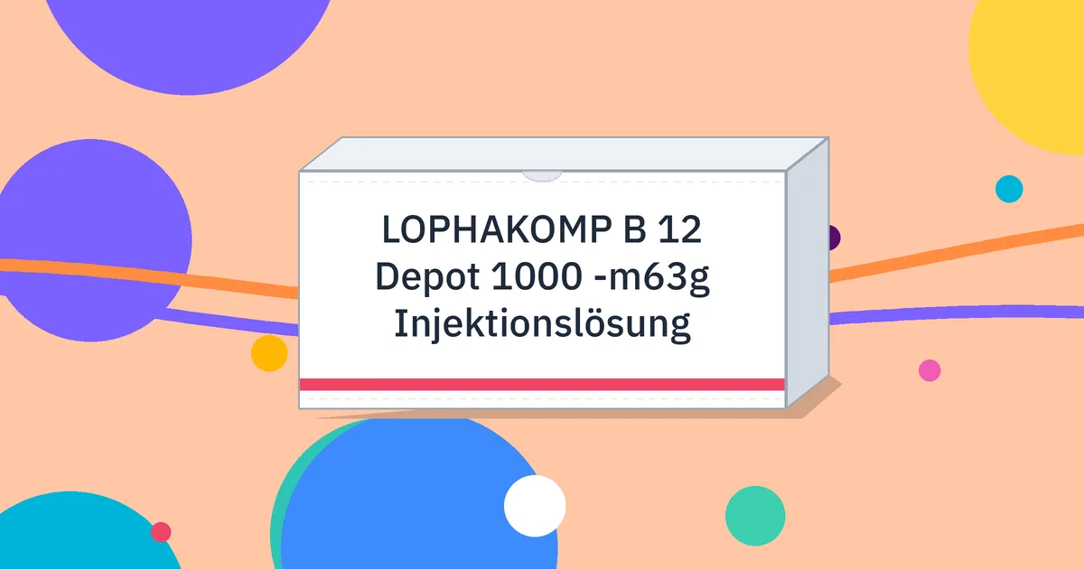 Symbolbild: Packung mit der Aufschrift LOPHAKOMP B 12 Depot 1000 -m63g Injektionslösung (PZN 04777955) – Verfügbarkeit und Bezug in Apotheken in Frankfurt am Main