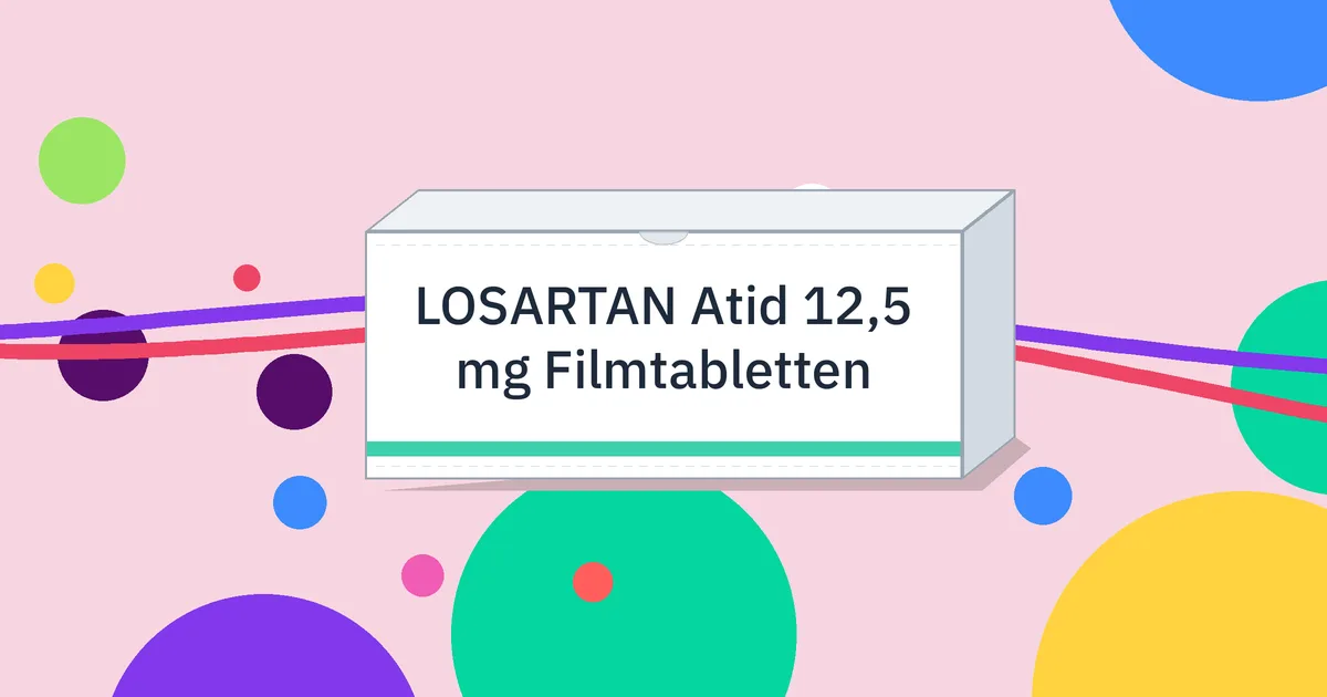 Symbolbild: Packung mit der Aufschrift LOSARTAN Atid 12,5 mg Filmtabletten (PZN 06474578) – Verfügbarkeit und Bezug in Apotheken in Frankfurt am Main