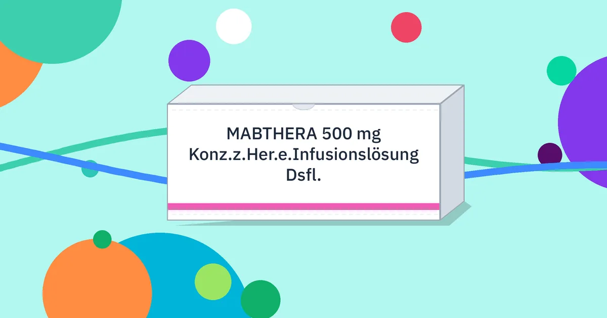 Symbolbild: Packung mit der Aufschrift MABTHERA 500 mg Konz.z.Her.e.Infusionslösung Dsfl. (PZN 04529648) – Verfügbarkeit und Bezug in Apotheken in Frankfurt am Main
