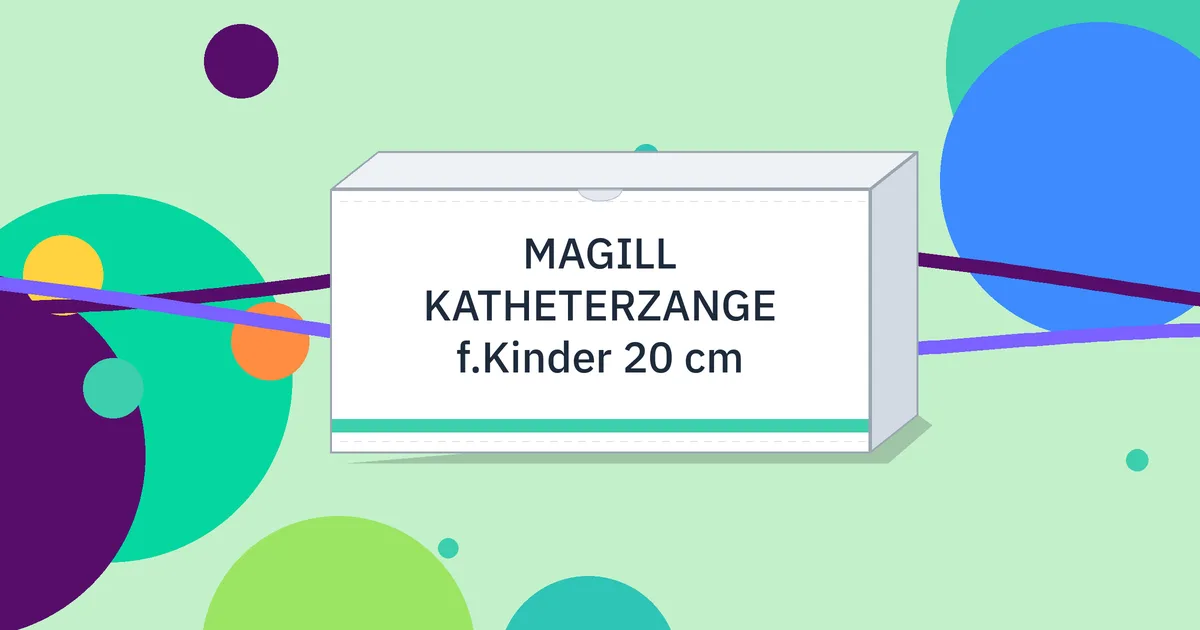 Symbolbild: Packung mit der Aufschrift MAGILL KATHETERZANGE f.Kinder 20 cm (PZN 19978547) – Verfügbarkeit und Bezug in Apotheken in Frankfurt am Main