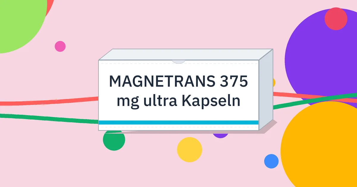 Symbolbild: Packung mit der Aufschrift MAGNETRANS 375 mg ultra Kapseln (PZN 09207582) – Verfügbarkeit und Bezug in Apotheken in Frankfurt am Main