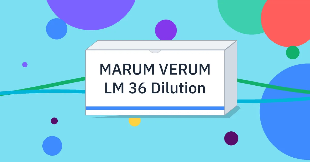 Symbolbild: Packung mit der Aufschrift MARUM VERUM LM 36 Dilution (PZN 12946745) – Verfügbarkeit und Bezug in Apotheken in Frankfurt am Main