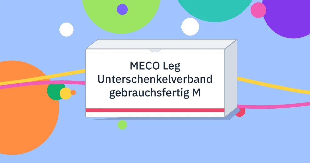 Symbolbild: Packung mit der Aufschrift MECO Leg Unterschenkelverband gebrauchsfertig M (PZN 18208126) – Verfügbarkeit und Bezug in Apotheken in Frankfurt am Main