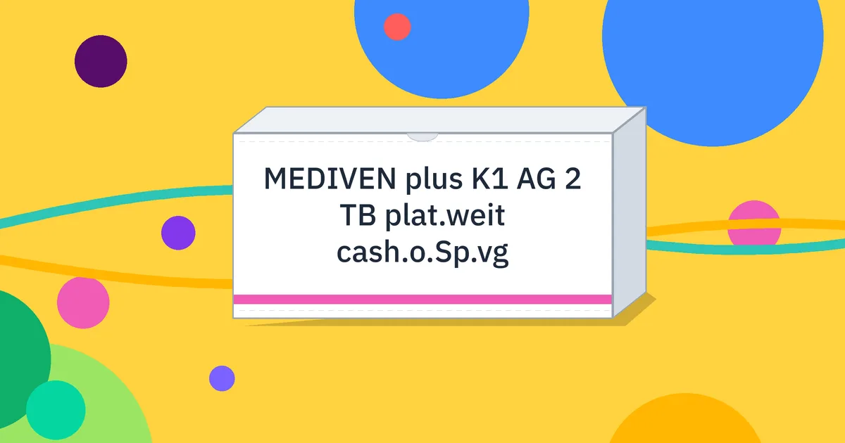 Symbolbild: Packung mit der Aufschrift MEDIVEN plus K1 AG 2 TB plat.weit cash.o.Sp.vg (PZN 15061088) – Verfügbarkeit und Bezug in Apotheken in Frankfurt am Main