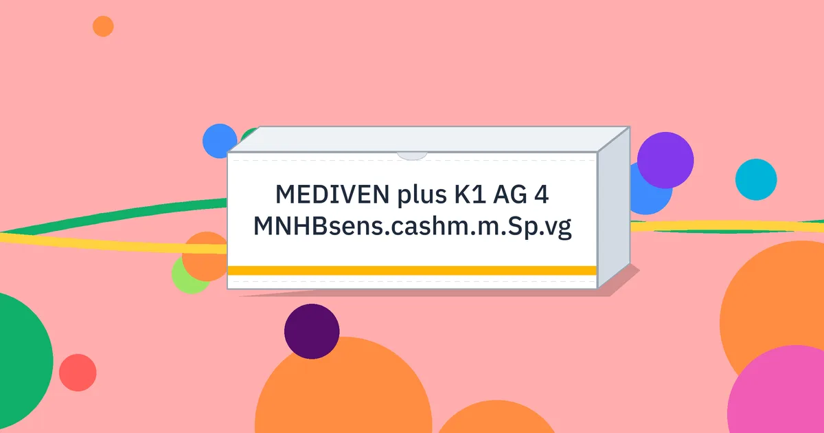 Symbolbild: Packung mit der Aufschrift MEDIVEN plus K1 AG 4 MNHBsens.cashm.m.Sp.vg (PZN 15917075) – Verfügbarkeit und Bezug in Apotheken in Frankfurt am Main