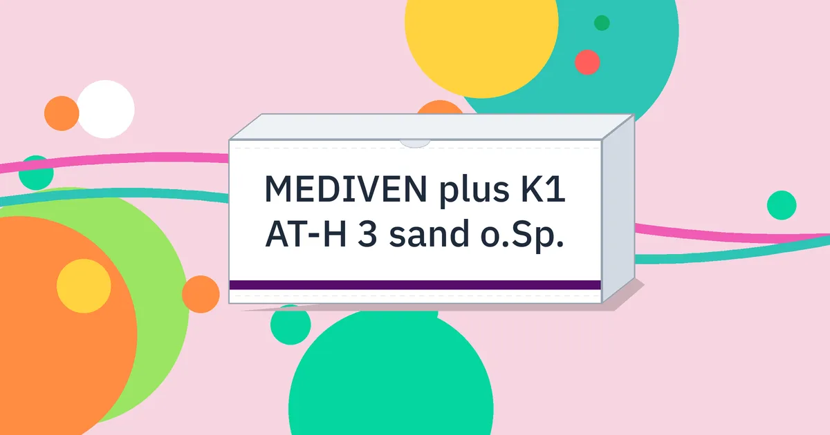 Symbolbild: Packung mit der Aufschrift MEDIVEN plus K1 AT-H 3 sand o.Sp. (PZN 18933057) – Verfügbarkeit und Bezug in Apotheken in Frankfurt am Main