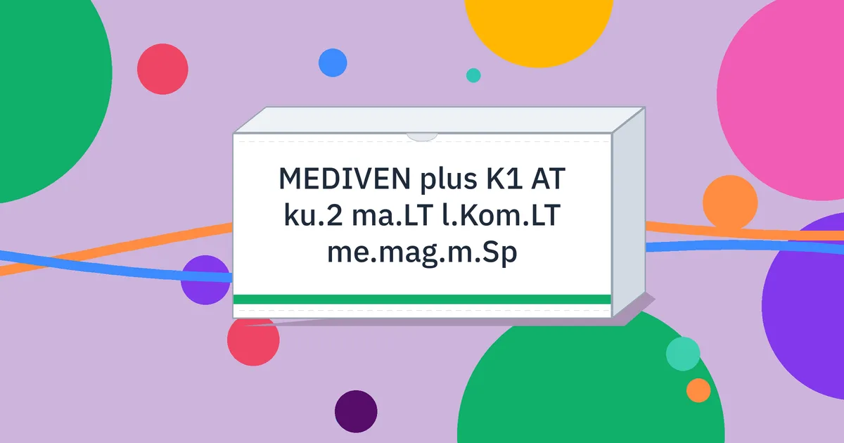 Symbolbild: Packung mit der Aufschrift MEDIVEN plus K1 AT ku.2 ma.LT l.Kom.LT me.mag.m.Sp (PZN 15072175) – Verfügbarkeit und Bezug in Apotheken in Frankfurt am Main