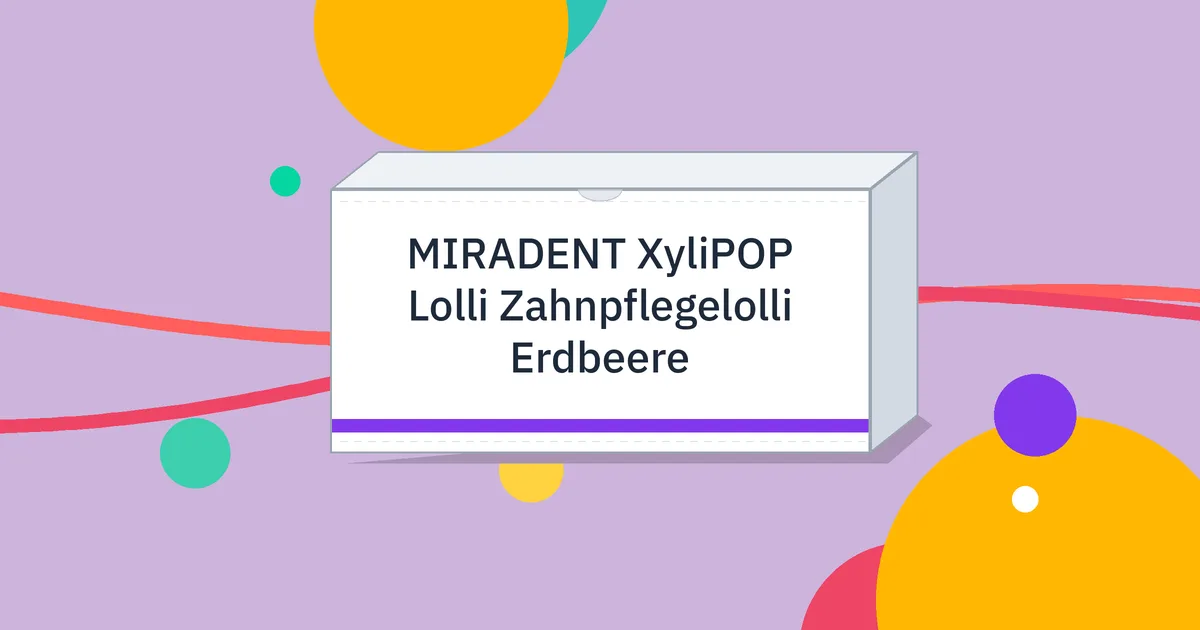 Symbolbild: Packung mit der Aufschrift MIRADENT XyliPOP Lolli Zahnpflegelolli Erdbeere (PZN 12455823) – Verfügbarkeit und Bezug in Apotheken in Frankfurt am Main