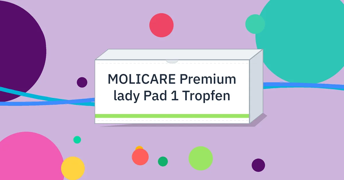 Symbolbild: Packung mit der Aufschrift MOLICARE Premium lady Pad 1 Tropfen (PZN 18683614) – Verfügbarkeit und Bezug in Apotheken in Frankfurt am Main