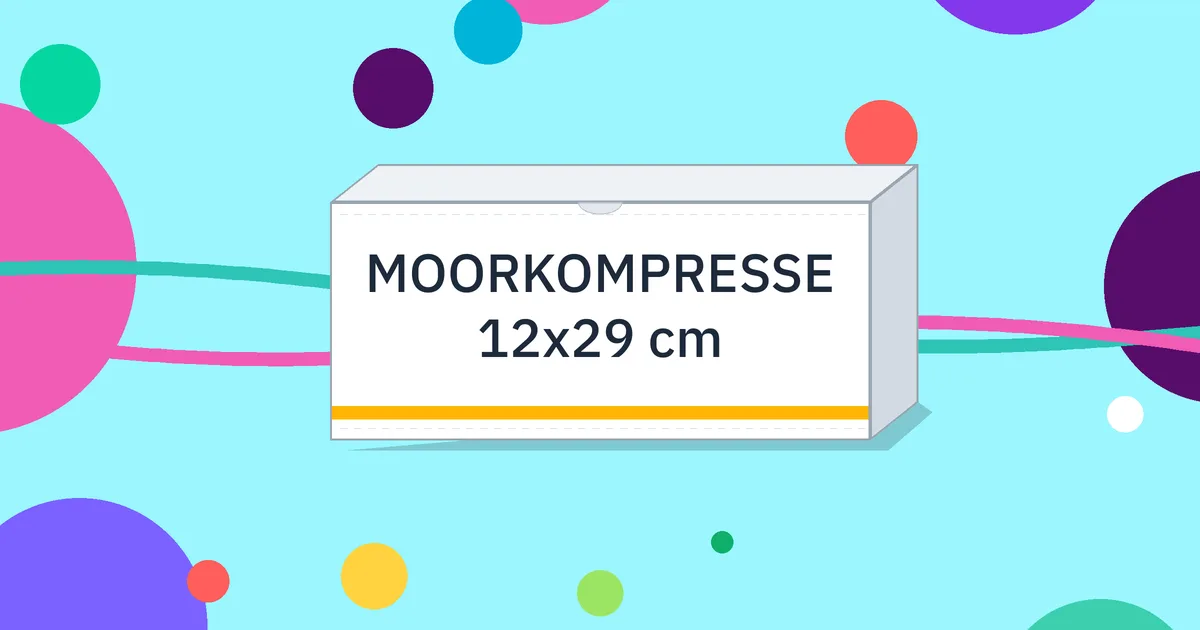 Symbolbild: Packung mit der Aufschrift MOORKOMPRESSE 12x29 cm (PZN 05399544) – Verfügbarkeit und Bezug in Apotheken in Frankfurt am Main