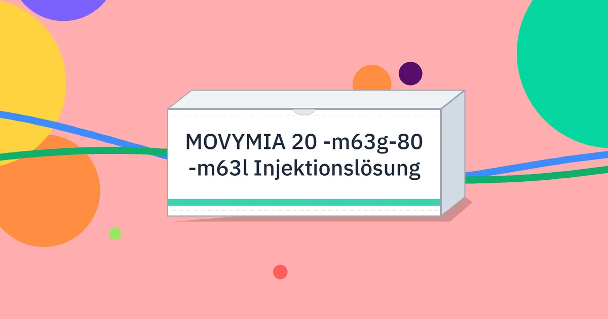Symbolbild: Packung mit der Aufschrift MOVYMIA 20 -m63g-80 -m63l Injektionslösung (PZN 18456605) – Verfügbarkeit und Bezug in Apotheken in Frankfurt am Main