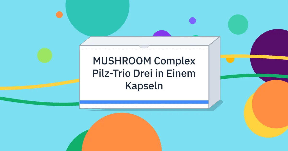 Symbolbild: Packung mit der Aufschrift MUSHROOM Complex Pilz-Trio Drei in Einem Kapseln (PZN 19731249) – Verfügbarkeit und Bezug in Apotheken in Frankfurt am Main