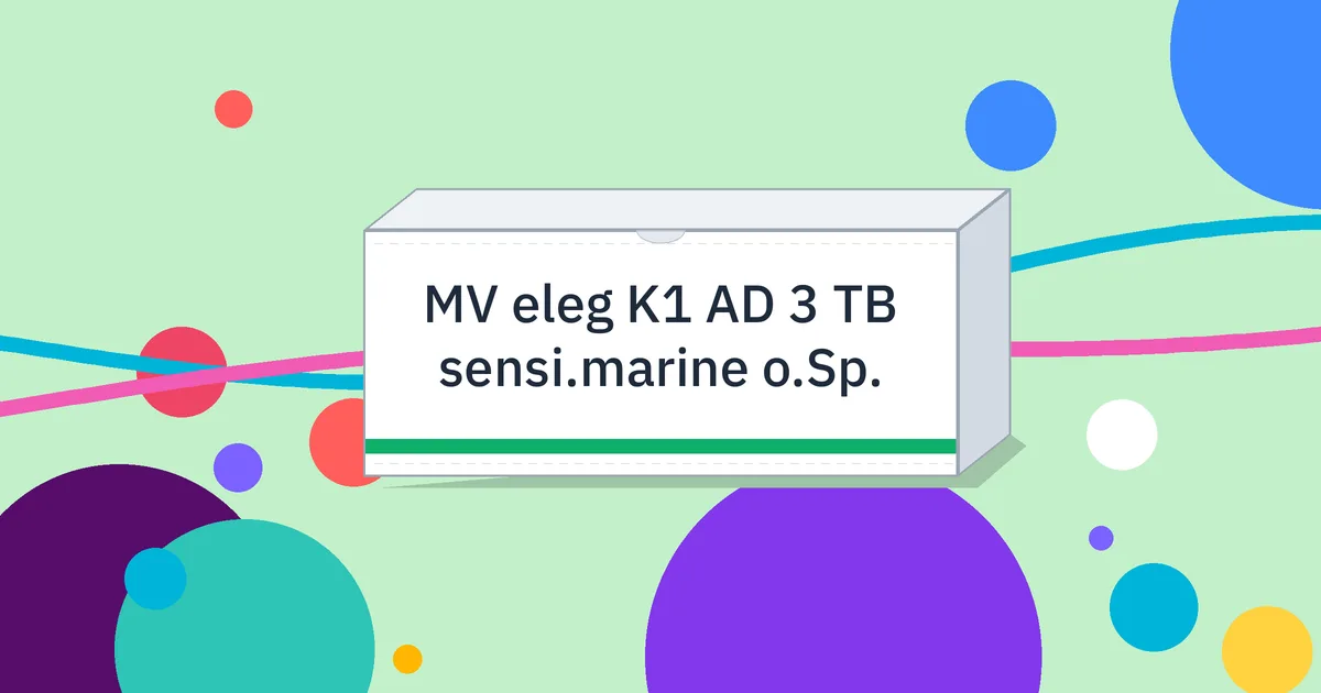 Symbolbild: Packung mit der Aufschrift MV eleg K1 AD 3 TB sensi.marine o.Sp. (PZN 14581928) – Verfügbarkeit und Bezug in Apotheken in Frankfurt am Main