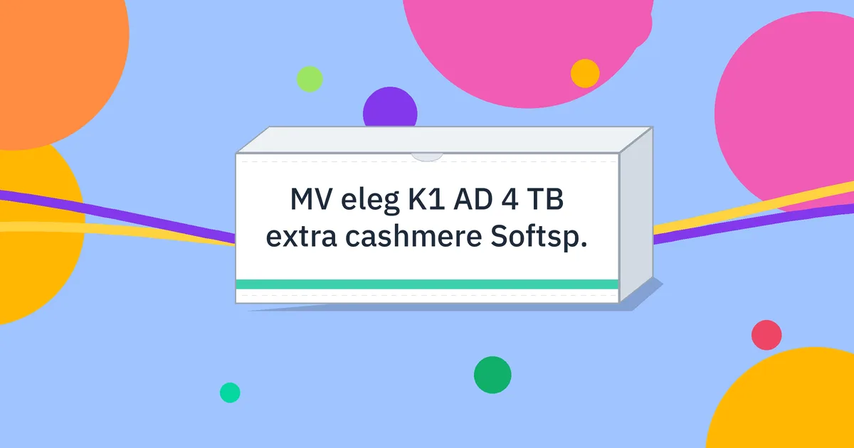 Symbolbild: Packung mit der Aufschrift MV eleg K1 AD 4 TB extra cashmere Softsp. (PZN 14649833) – Verfügbarkeit und Bezug in Apotheken in Frankfurt am Main