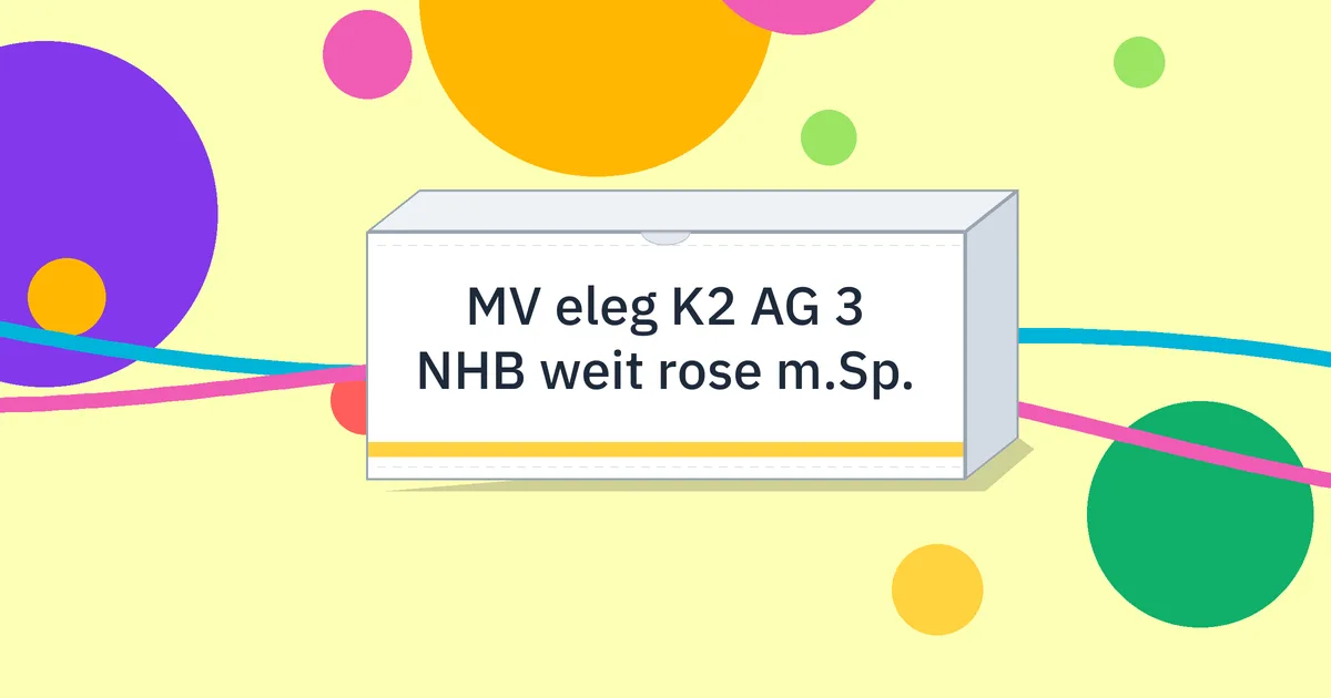 Symbolbild: Packung mit der Aufschrift MV eleg K2 AG 3 NHB weit rose m.Sp. (PZN 15728569) – Verfügbarkeit und Bezug in Apotheken in Frankfurt am Main