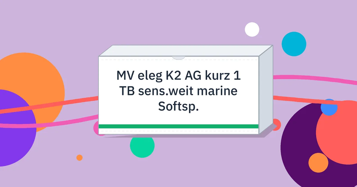 Symbolbild: Packung mit der Aufschrift MV eleg K2 AG kurz 1 TB sens.weit marine Softsp. (PZN 14607125) – Verfügbarkeit und Bezug in Apotheken in Frankfurt am Main