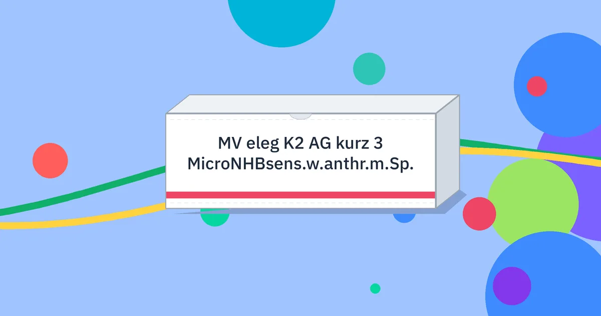Symbolbild: Packung mit der Aufschrift MV eleg K2 AG kurz 3 MicroNHBsens.w.anthr.m.Sp. (PZN 16071367) – Verfügbarkeit und Bezug in Apotheken in Frankfurt am Main