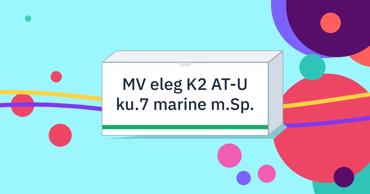 Symbolbild: Packung mit der Aufschrift MV eleg K2 AT-U ku.7 marine m.Sp. (PZN 15292008) – Verfügbarkeit und Bezug in Apotheken in Frankfurt am Main