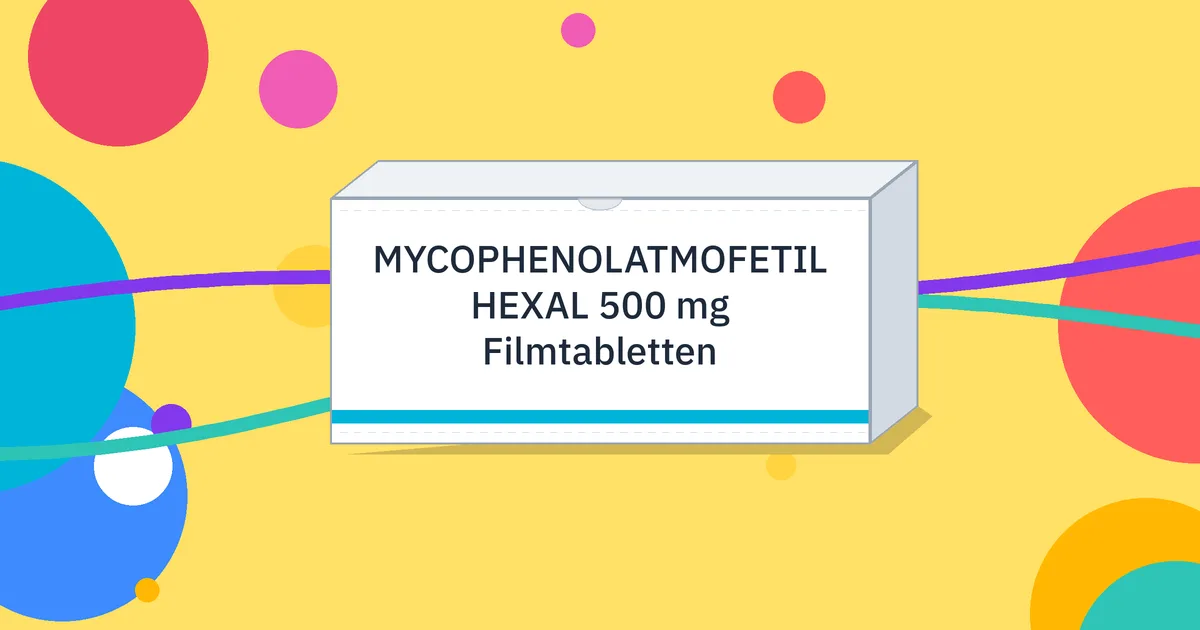 Symbolbild: Packung mit der Aufschrift MYCOPHENOLATMOFETIL HEXAL 500 mg Filmtabletten (PZN 20405377) – Verfügbarkeit und Bezug in Apotheken in Frankfurt am Main