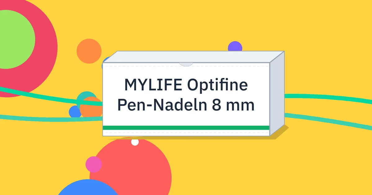 Symbolbild: Packung mit der Aufschrift MYLIFE Optifine Pen-Nadeln 8 mm (PZN 19645662) – Verfügbarkeit und Bezug in Apotheken in Frankfurt am Main