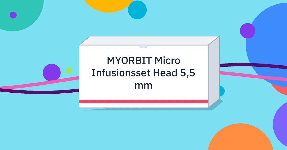 Symbolbild: Packung mit der Aufschrift MYORBIT Micro Infusionsset Head 5,5 mm (PZN 20294771) – Verfügbarkeit und Bezug in Apotheken in Frankfurt am Main