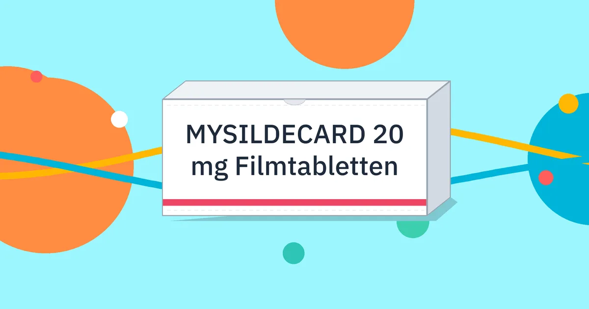 Symbolbild: Packung mit der Aufschrift MYSILDECARD 20 mg Filmtabletten (PZN 12457176) – Verfügbarkeit und Bezug in Apotheken in Frankfurt am Main