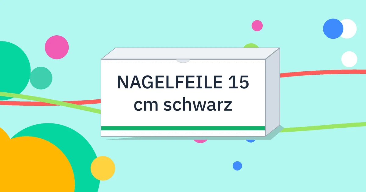 Symbolbild: Packung mit der Aufschrift NAGELFEILE 15 cm schwarz (PZN 01516349) – Verfügbarkeit und Bezug in Apotheken in Frankfurt am Main