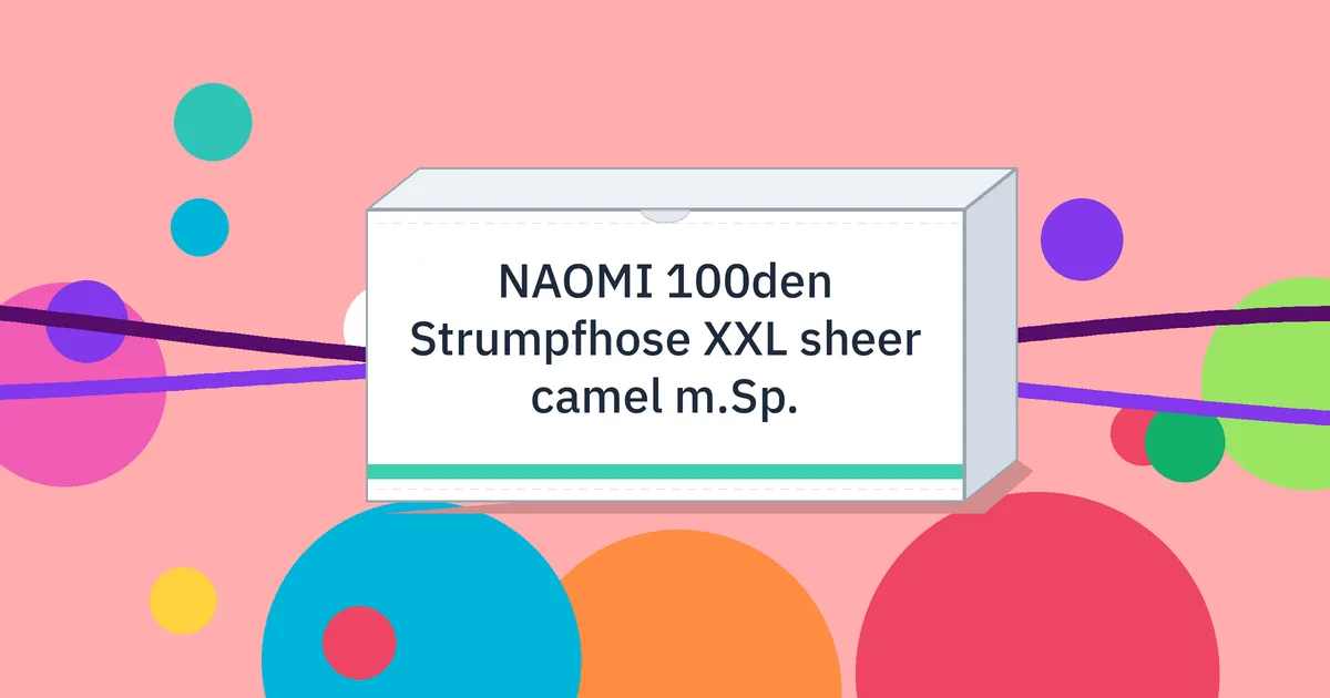 Symbolbild: Packung mit der Aufschrift NAOMI 100den Strumpfhose XXL sheer camel m.Sp. (PZN 16177516) – Verfügbarkeit und Bezug in Apotheken in Frankfurt am Main