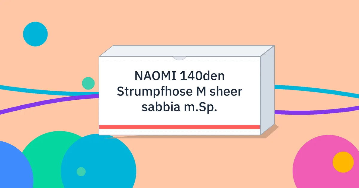 Symbolbild: Packung mit der Aufschrift NAOMI 140den Strumpfhose M sheer sabbia m.Sp. (PZN 16177605) – Verfügbarkeit und Bezug in Apotheken in Frankfurt am Main