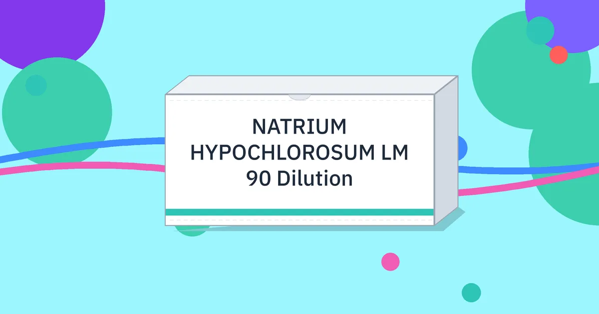Symbolbild: Packung mit der Aufschrift NATRIUM HYPOCHLOROSUM LM 90 Dilution (PZN 12963229) – Verfügbarkeit und Bezug in Apotheken in Frankfurt am Main