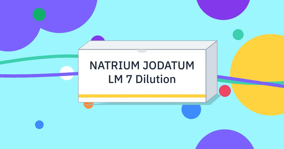 Symbolbild: Packung mit der Aufschrift NATRIUM JODATUM LM 7 Dilution (PZN 12964298) – Verfügbarkeit und Bezug in Apotheken in Frankfurt am Main