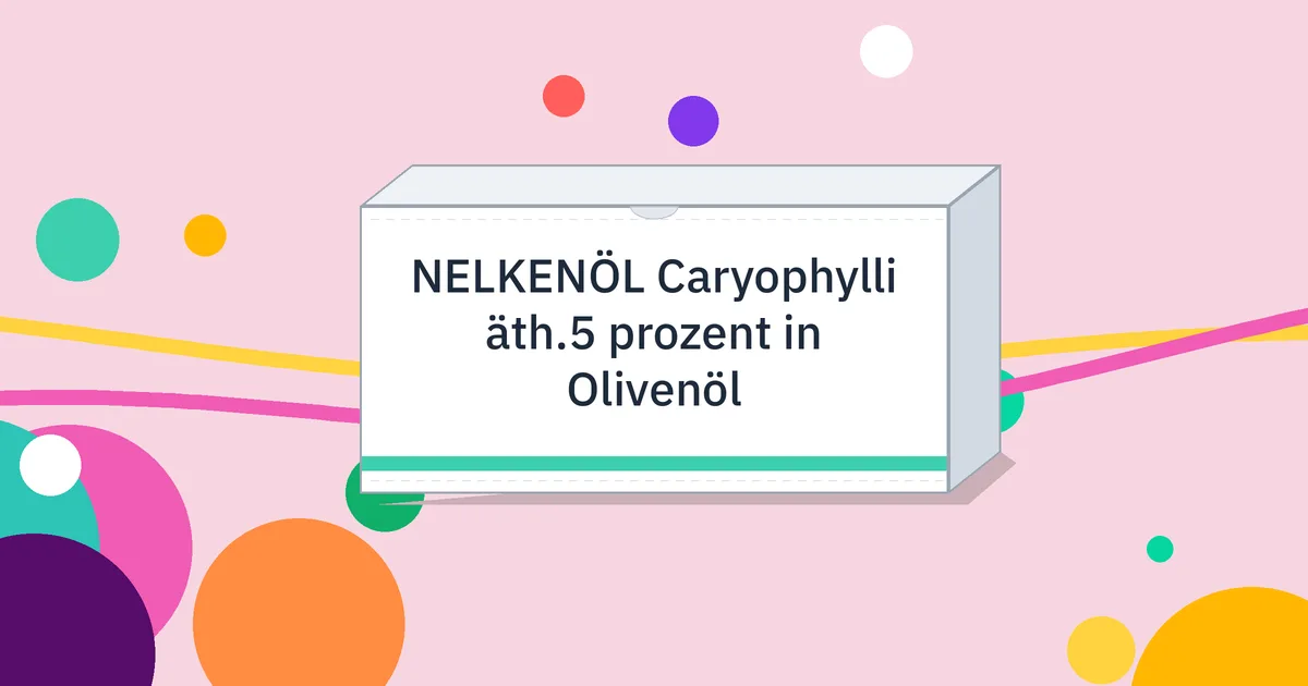 Symbolbild: Packung mit der Aufschrift NELKENÖL Caryophylli äth.5 prozent in Olivenöl (PZN 02463690) – Verfügbarkeit und Bezug in Apotheken in Frankfurt am Main