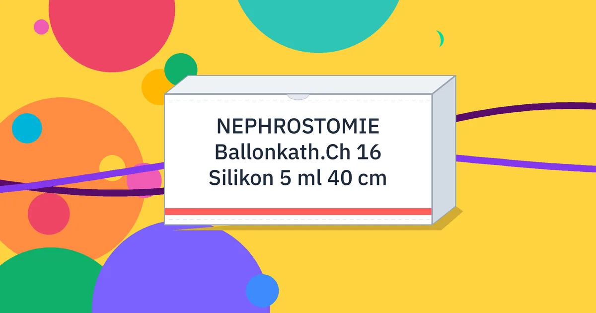 Symbolbild: Packung mit der Aufschrift NEPHROSTOMIE Ballonkath.Ch 16 Silikon 5 ml 40 cm (PZN 04505671) – Verfügbarkeit und Bezug in Apotheken in Frankfurt am Main